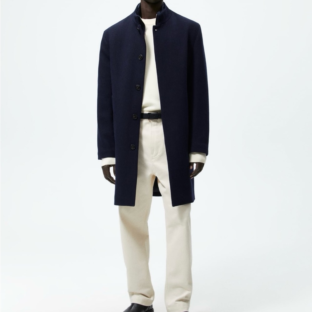 Zara Wool Coat With Zip Out Quilted Nylon Collar - Gem